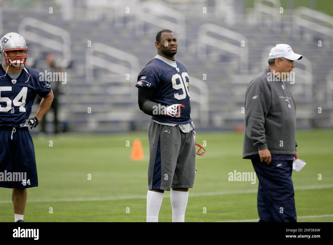 New England Patriots' Tedy Bruschi (54) and Adalius Thomas (96) during ...