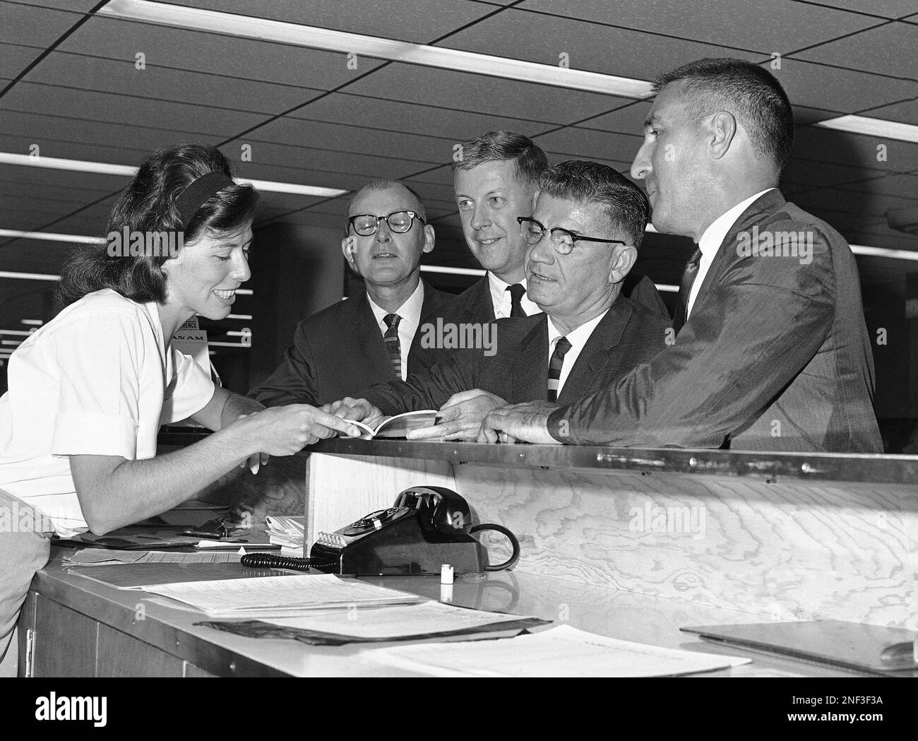Interior Secretary Stewart Udall, right, and electric power experts ...
