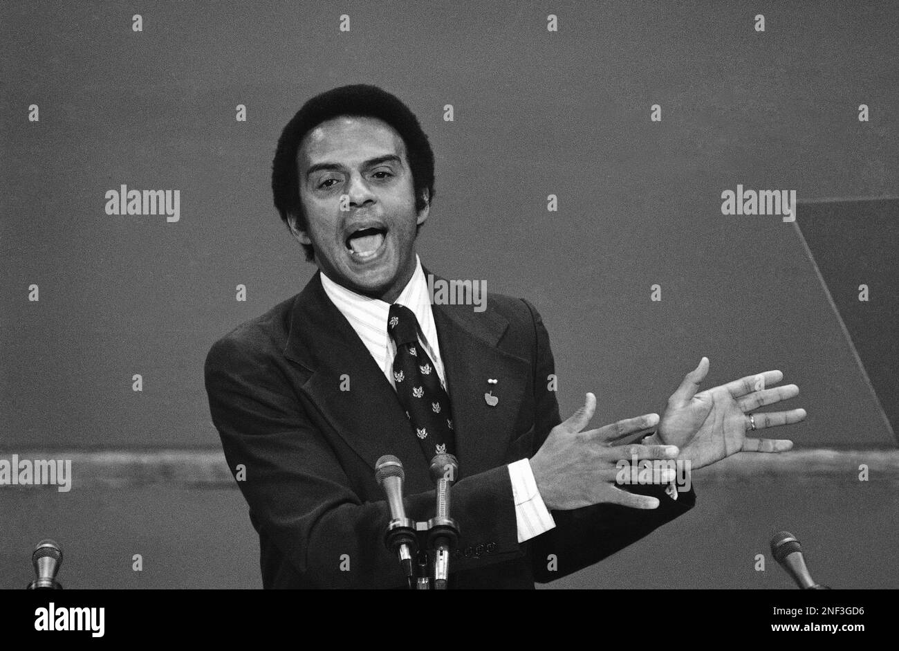 Rep. Andrew Young of Georgia delivers one of the seconding speeches for ...