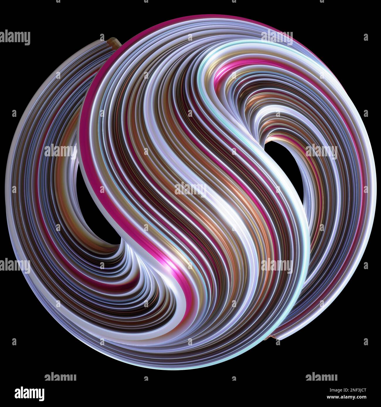 High quality professional render of circular metallic S shaped 3D model ...