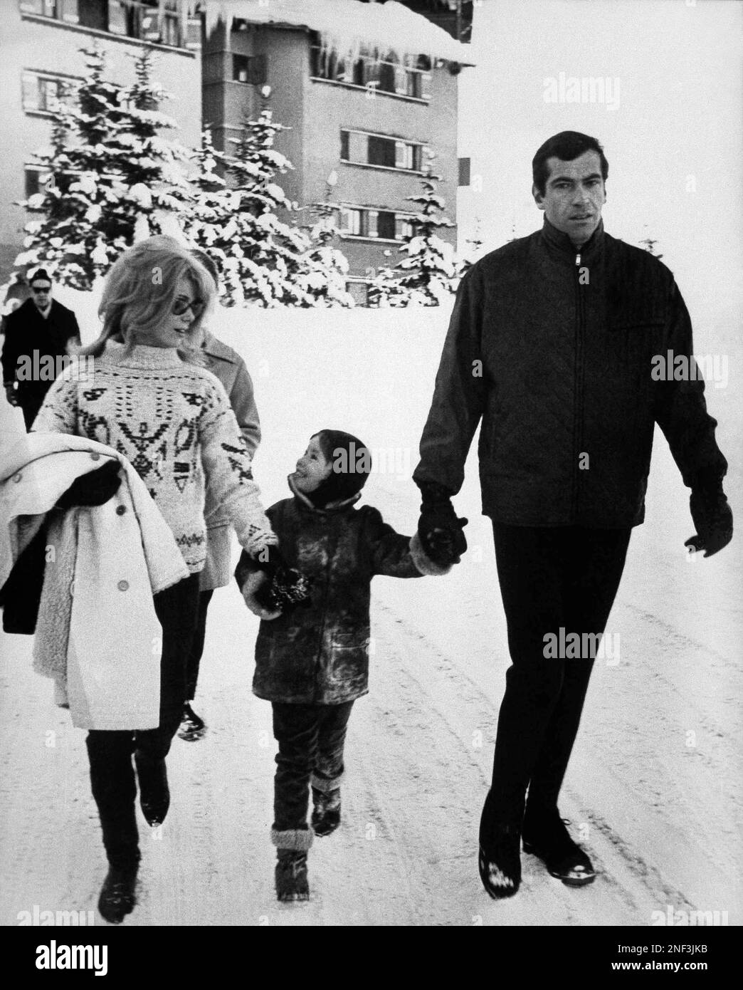 Actress Catherine Deneuve, Nathalie Vadim and her father movie director ...