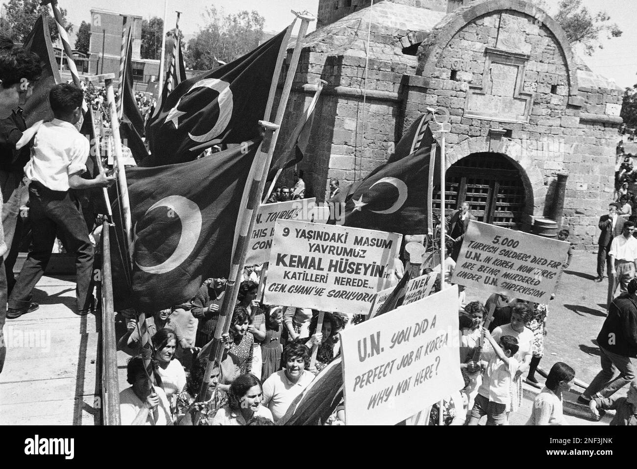 An anti United Nations demonstration around Ataturk Square is shown ...
