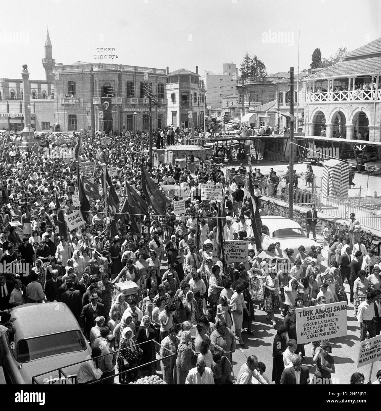 An anti United Nations demonstration around Ataturk Square is shown ...