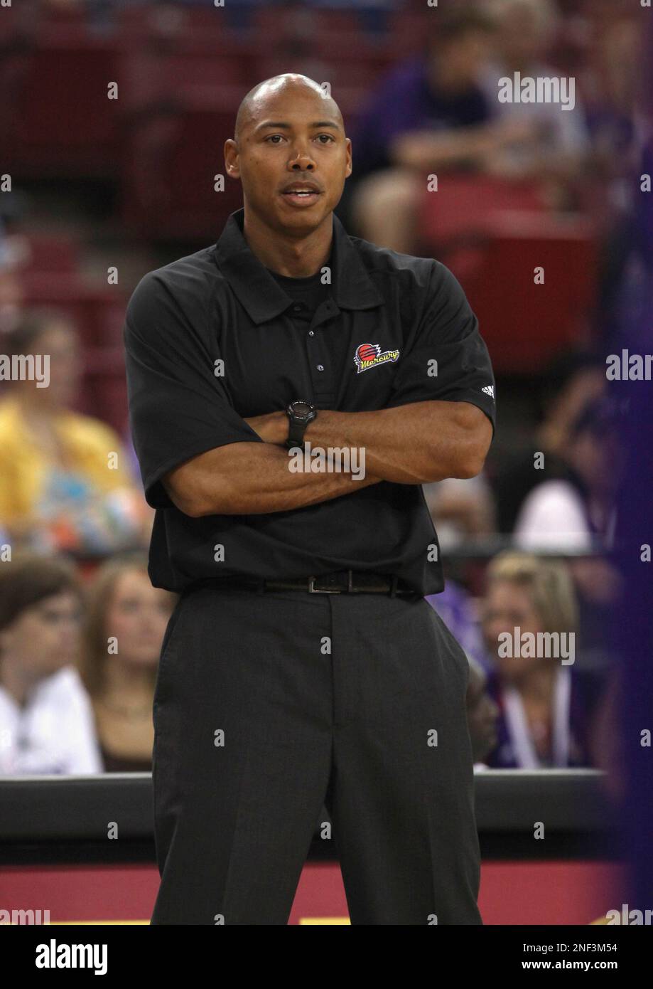 Phoenix Mercury head coach Corey Gaines watches the action during the ...