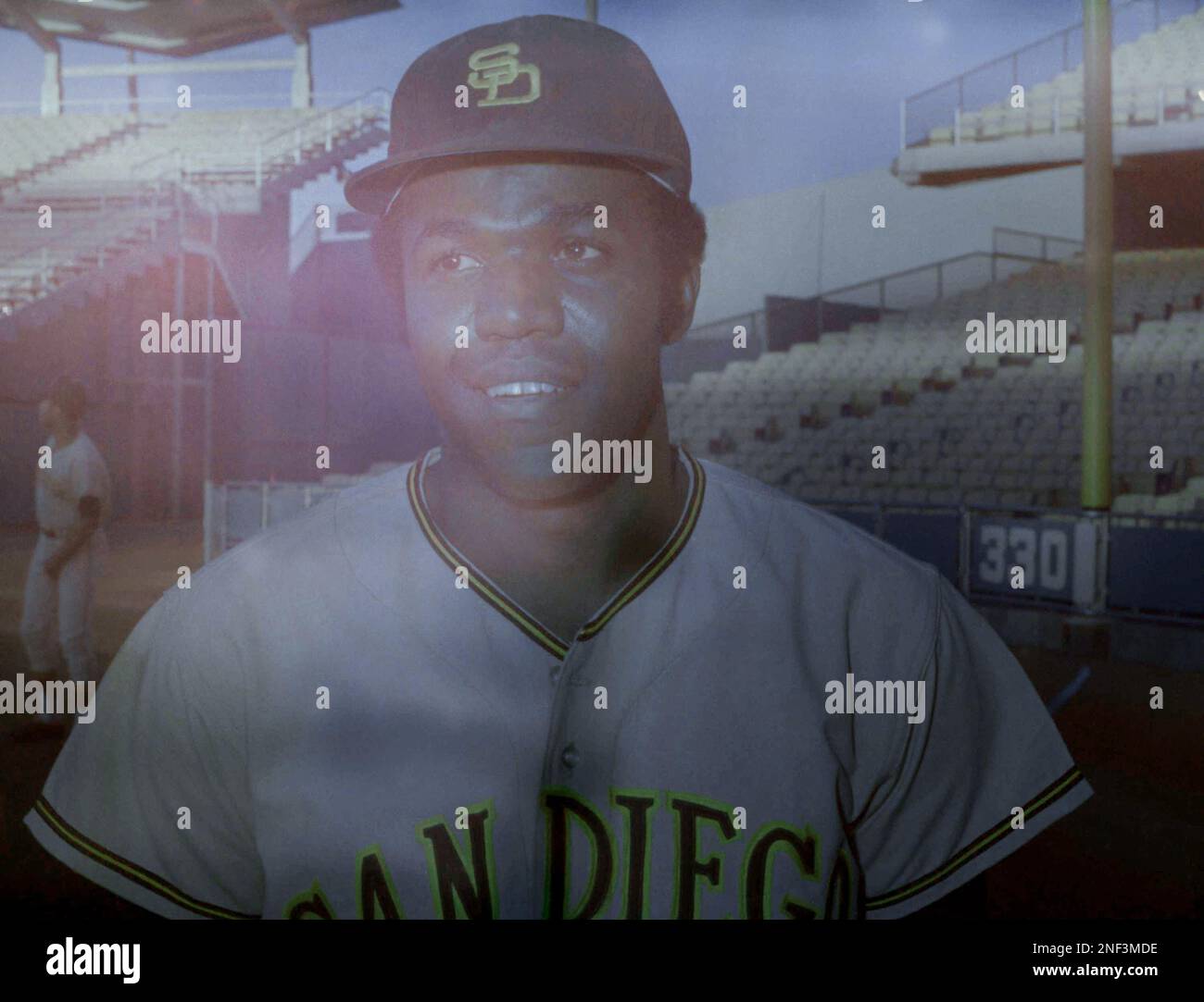 San Diego Padres, infielder Nate Colbert, close-ups in uniform, April ...