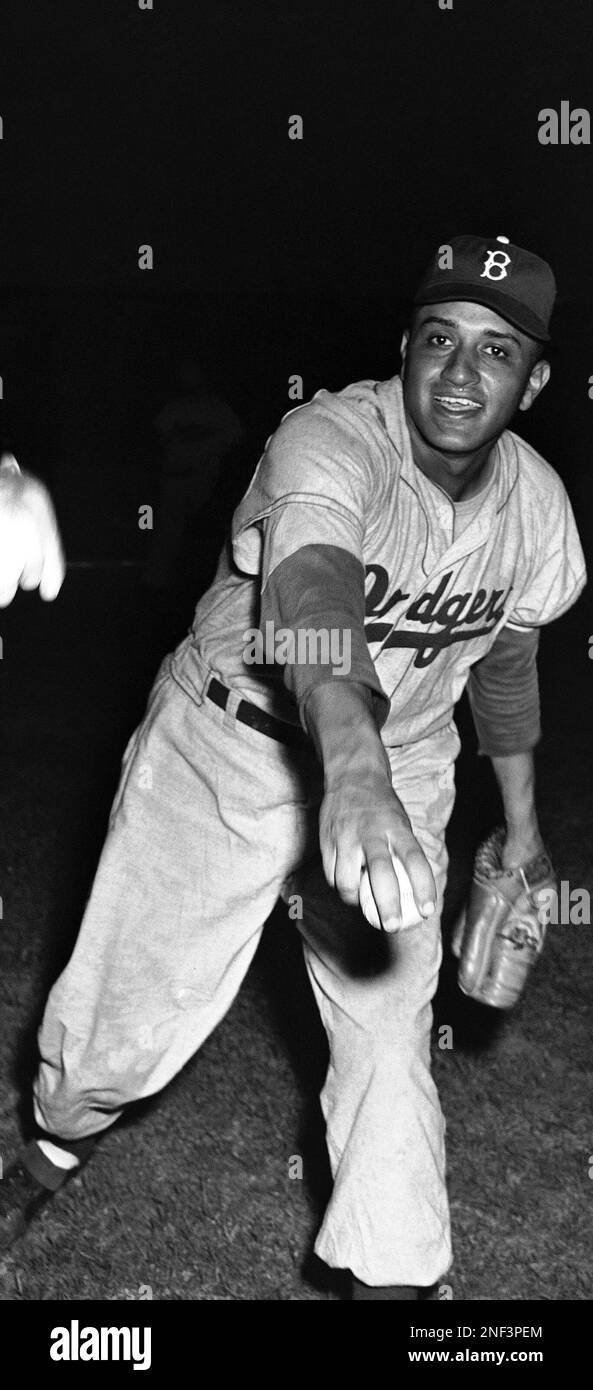Don Newcombe, Dodger's Ace righthander in pose before game with Phils ...