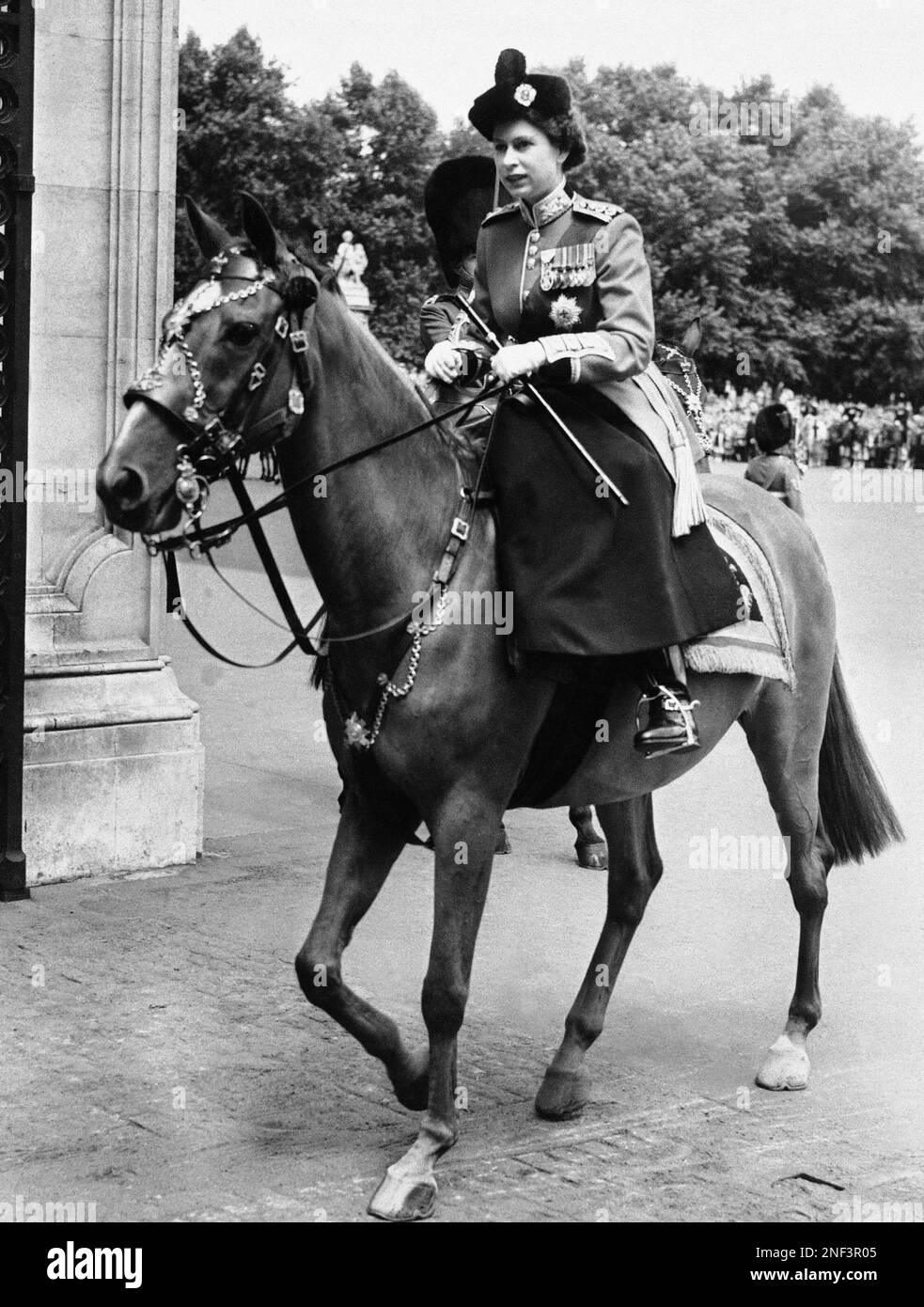Queen Elizabeth II, in the uniform of Colonel-in-Chief of the Scots ...