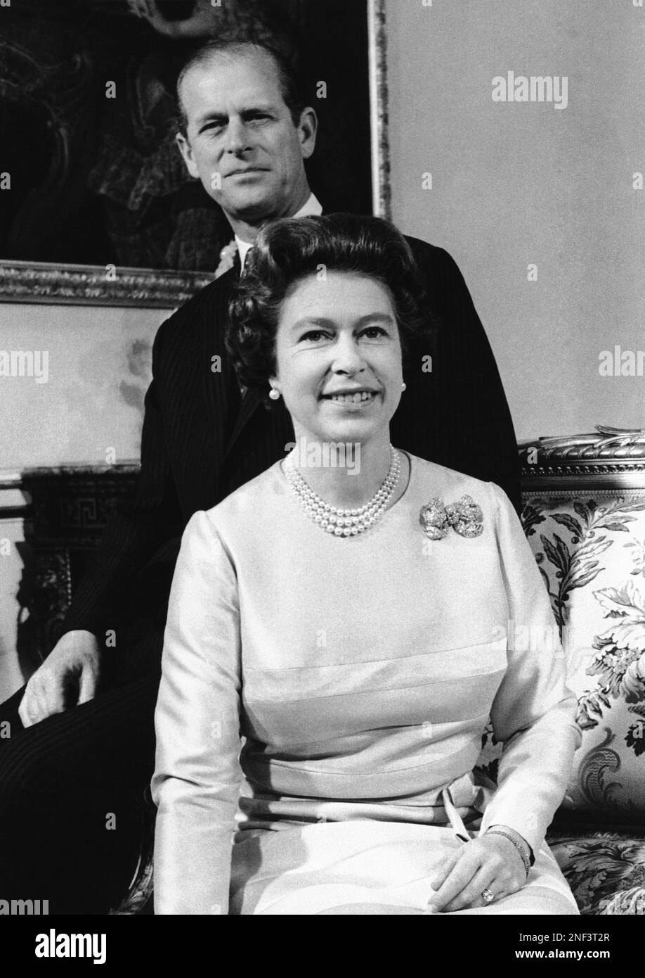 Queen Elizabeth II and her husband Prince Philip pose specially in the ...