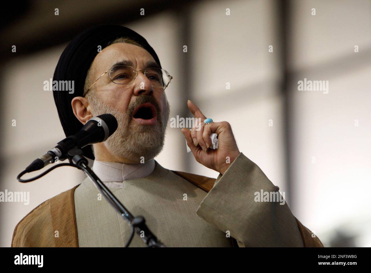Former Iranian President Mohammad Khatami speaks during a gathering to ...
