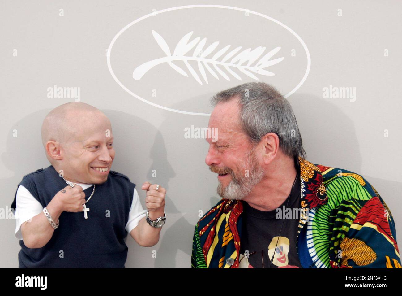 British director Terry Gilliam, right, and American actor Verne Troyer ...