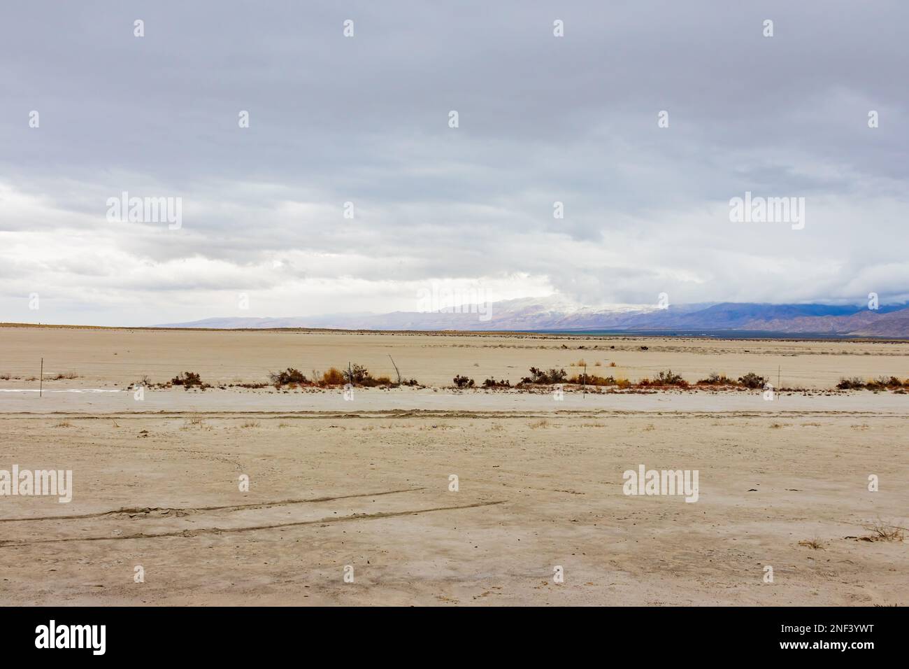 Overcast view of the Salt Flats of Guadalupe Mountains National Park at ...