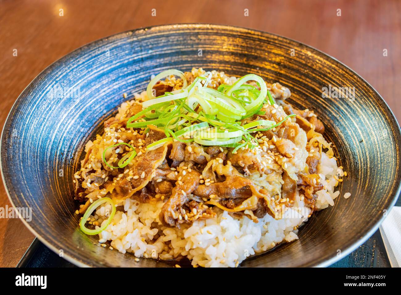 Close up shot of Japanese beef rice in Haneda Airport, Tokyo, Japan ...