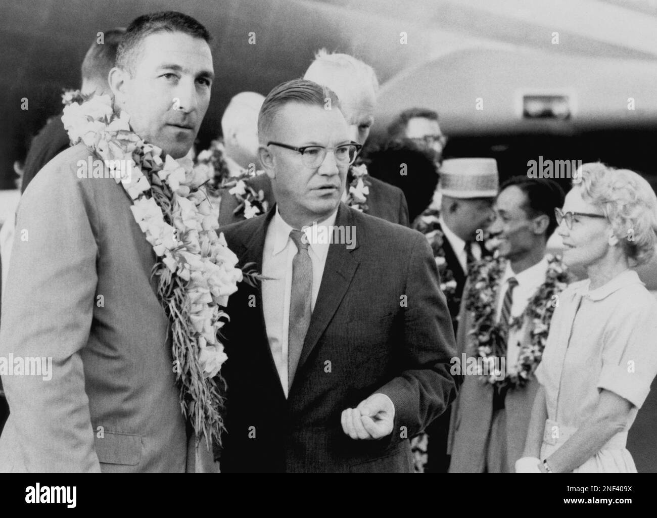 Secretary Udall and Governor H. Rex and Mrs. Lee , white dress, at ...