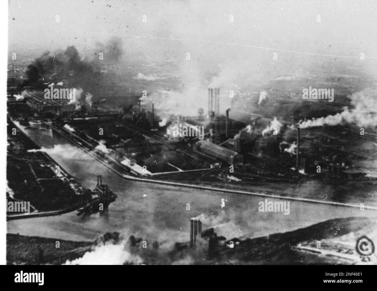 This is an aerial view of the River Rouge Ford Motor Company factory in ...