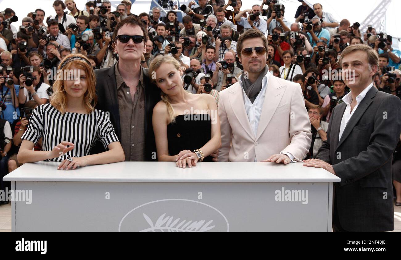 From left French actress Melanie Laurent, American director Quentin Tarantino, German actress ...