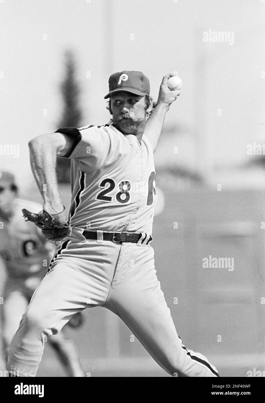 Sparky Lyle of the Philadelphia Phillies rears back to pitch in the ...