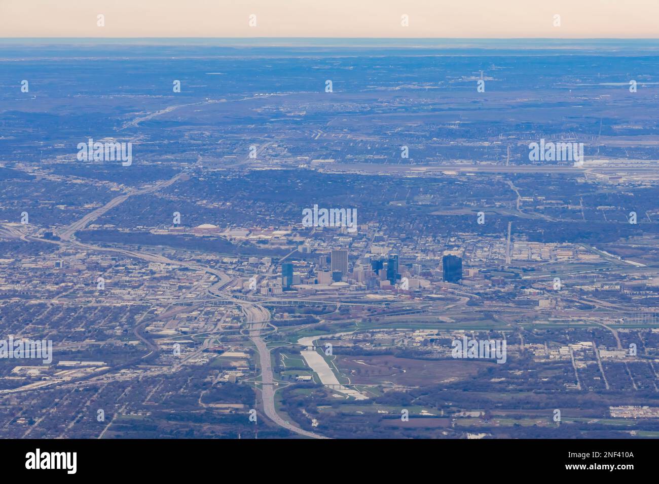 Aerial view of the Dallas city downtown cityscape at USA Stock Photo ...