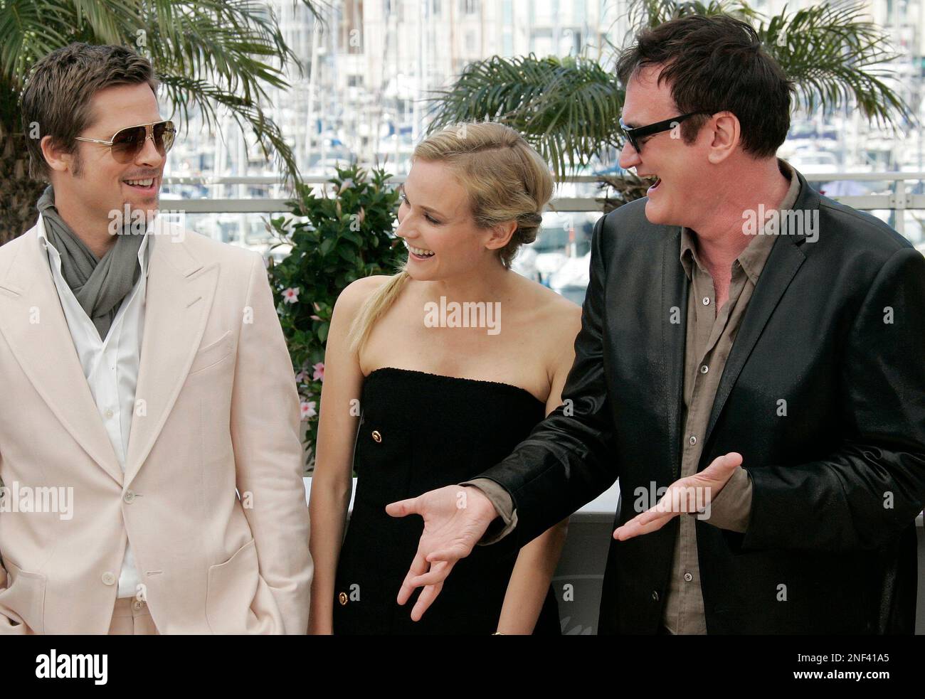 From left, American actor Brad Pitt, German actress Diane Kruger and American director Quentin ...