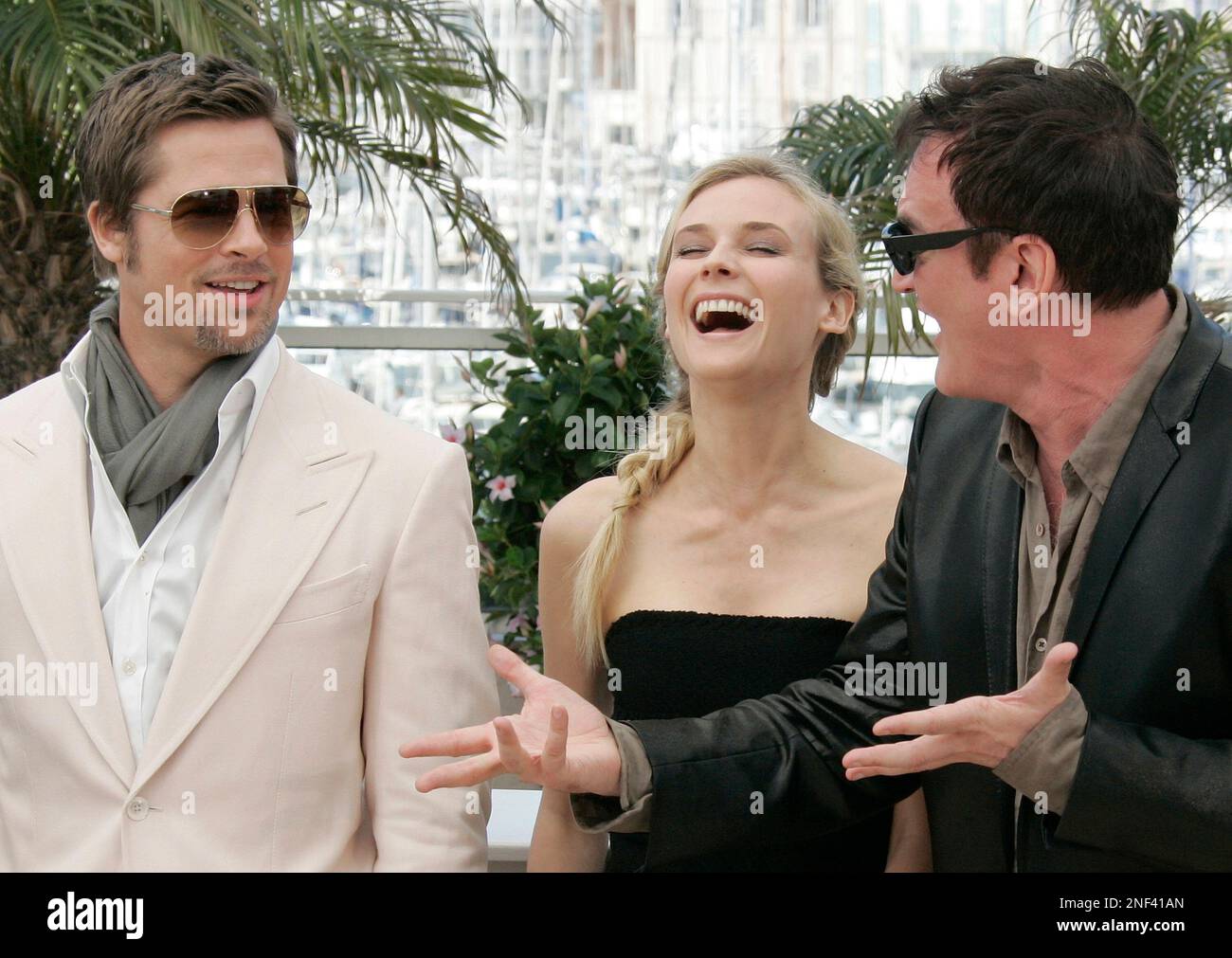 From left, American actor Brad Pitt, German actress Diane Kruger and American director Quentin ...
