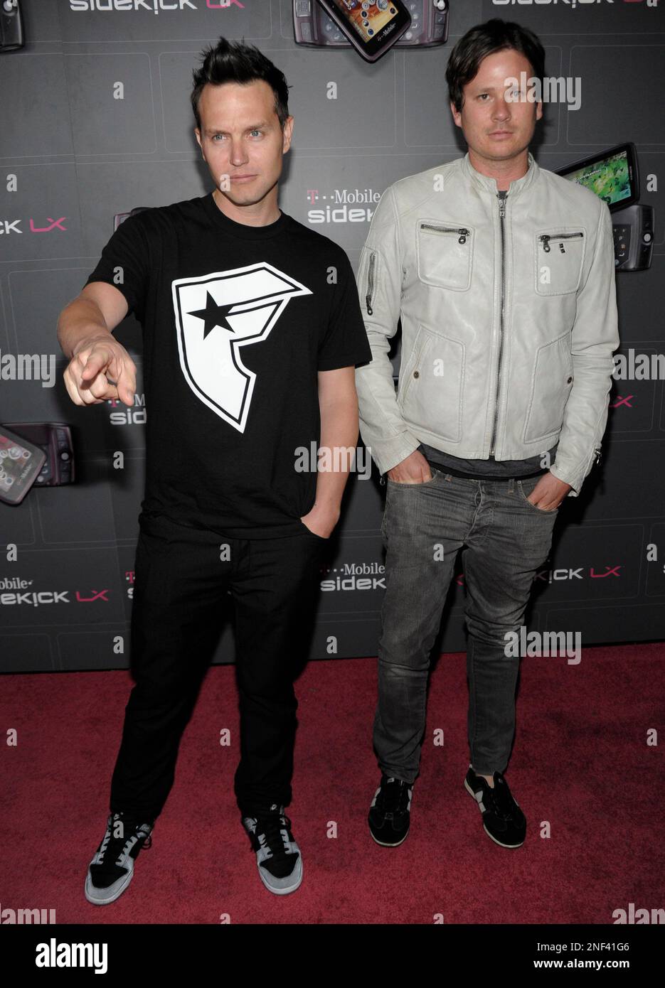 Singer and musician Mark Hoppus, left, and musician Tom DeLonge of rock ...