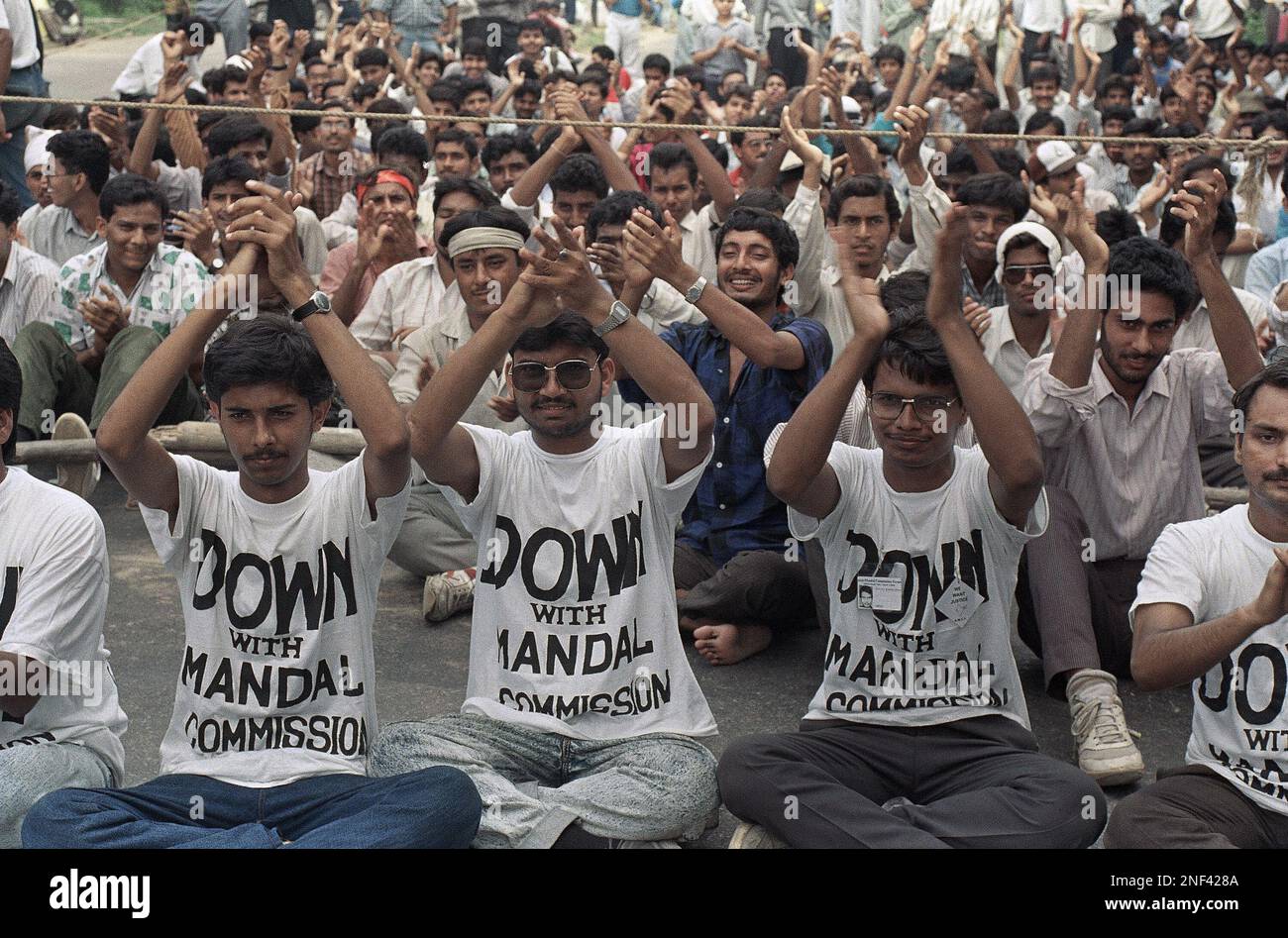 Indian students blockade a road near New Delhi University, Sept. 14 ...