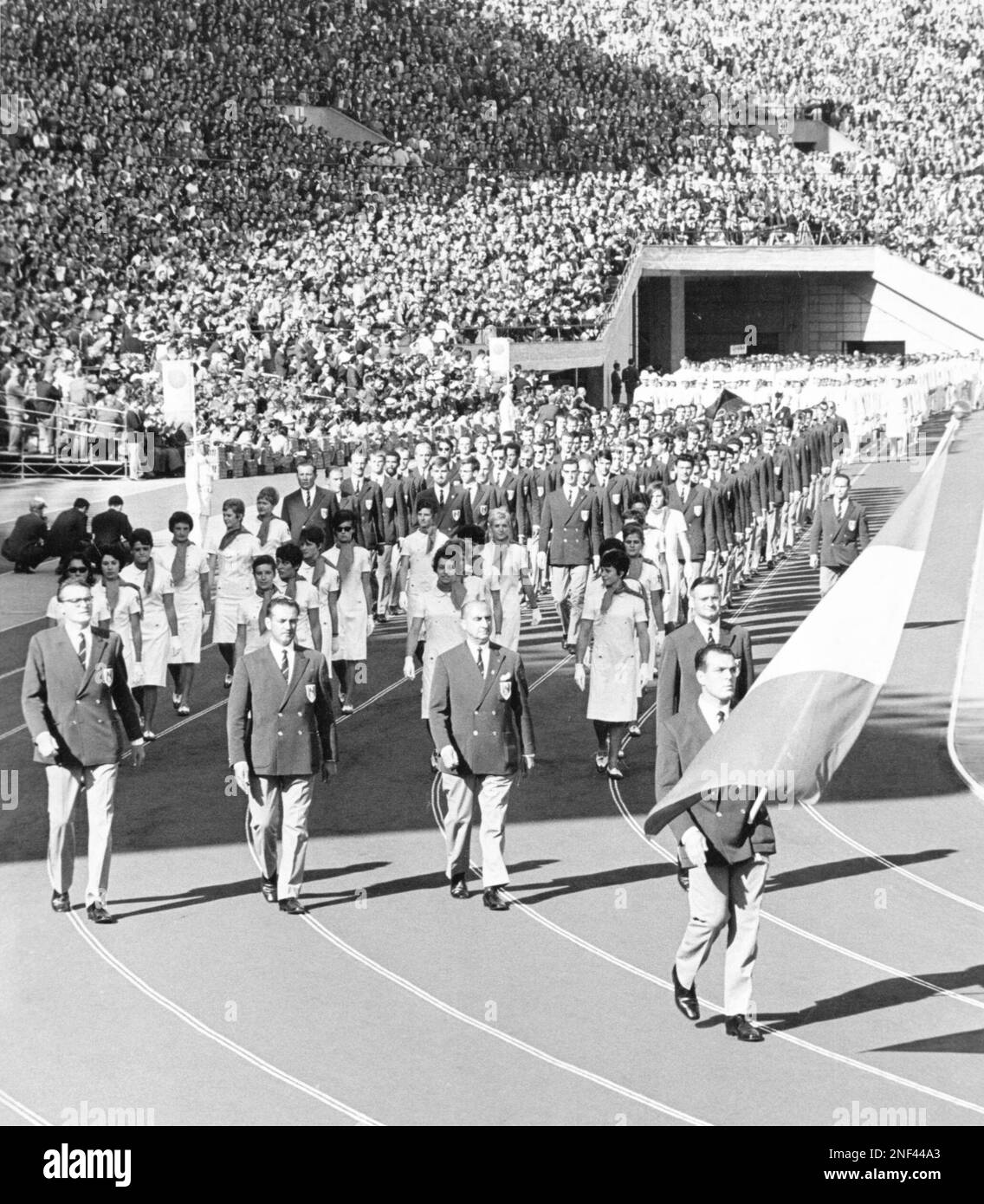 Pictured here is Tokyo Stadium at the opening ceremonies of the 1964 ...