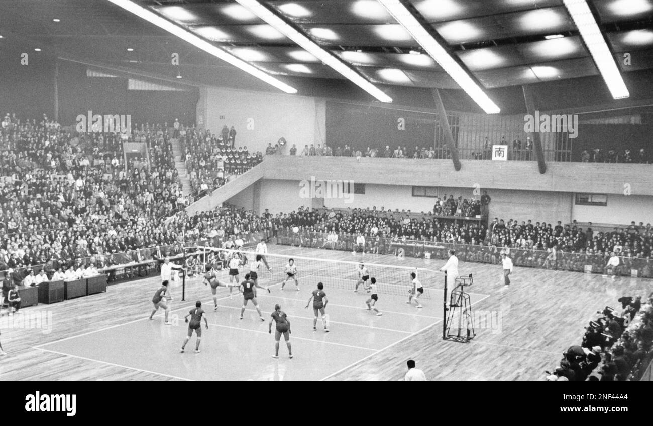 Members of the Japanese women's volleyball team, during the game at the ...
