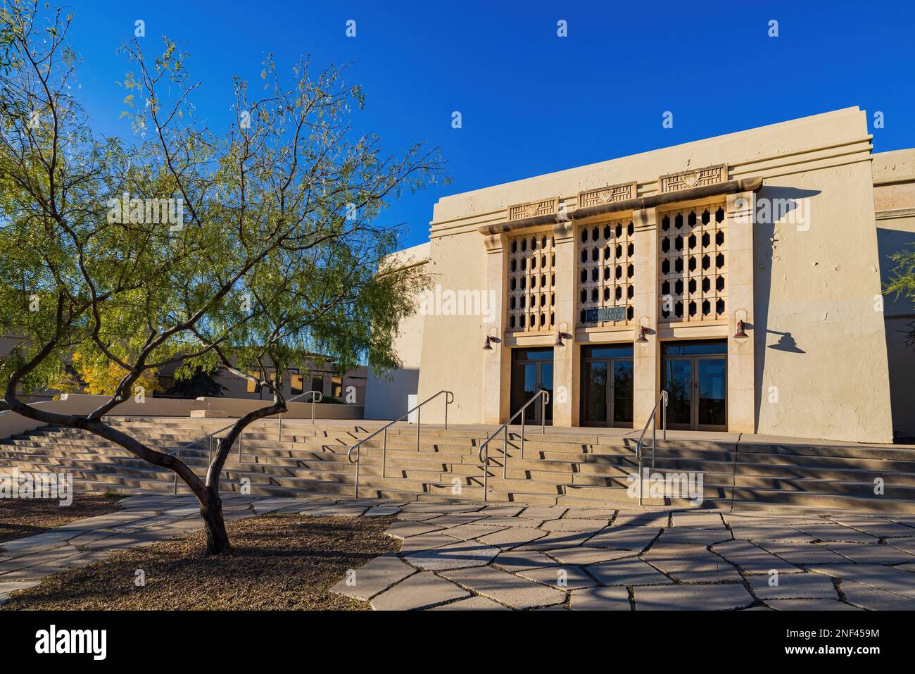 Texas, NOV 26 2022 - Sunny exterior view of the Magoffin Auditorium of ...