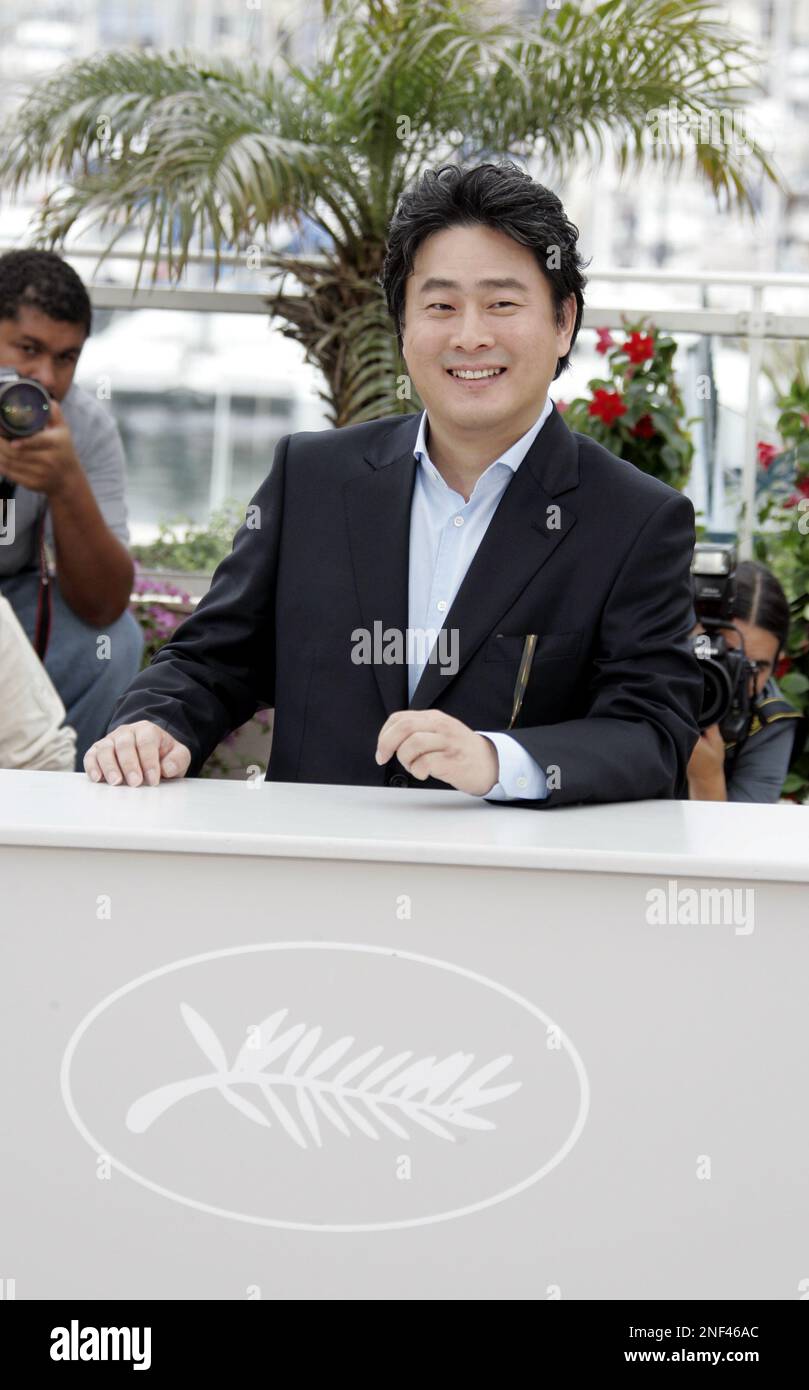 South Korean director Park Chan-Wook reacts as he attends a photo call ...