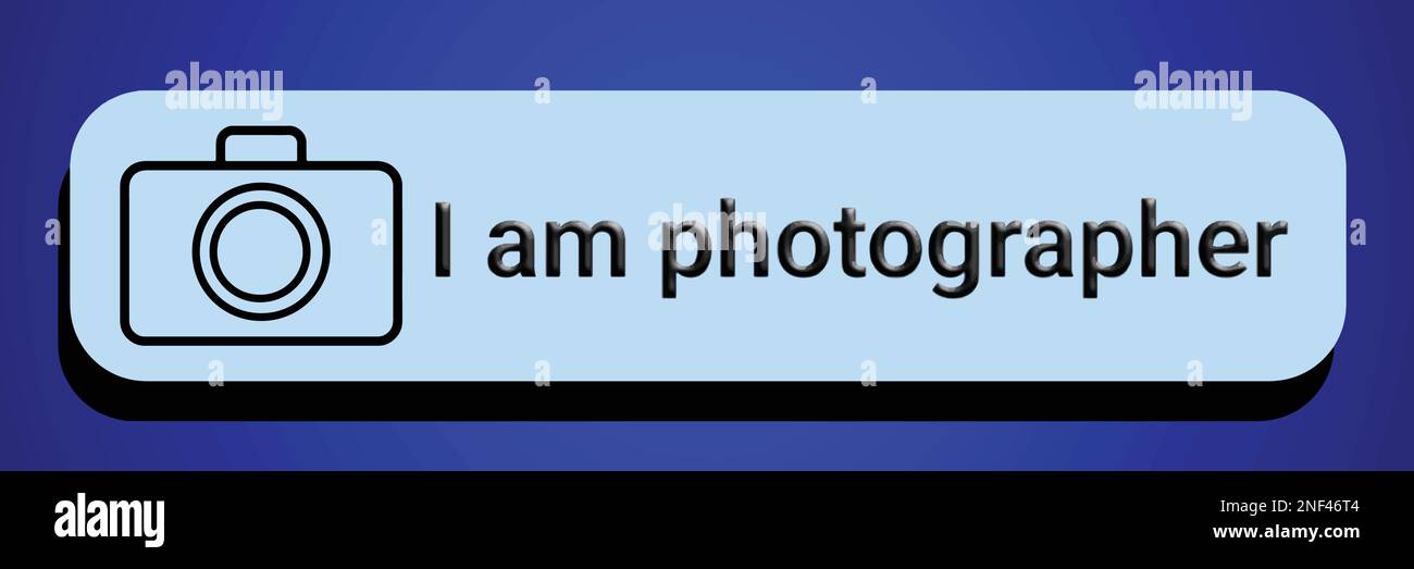A vector I am photographer sign icon with camera icon isolated on blue ...