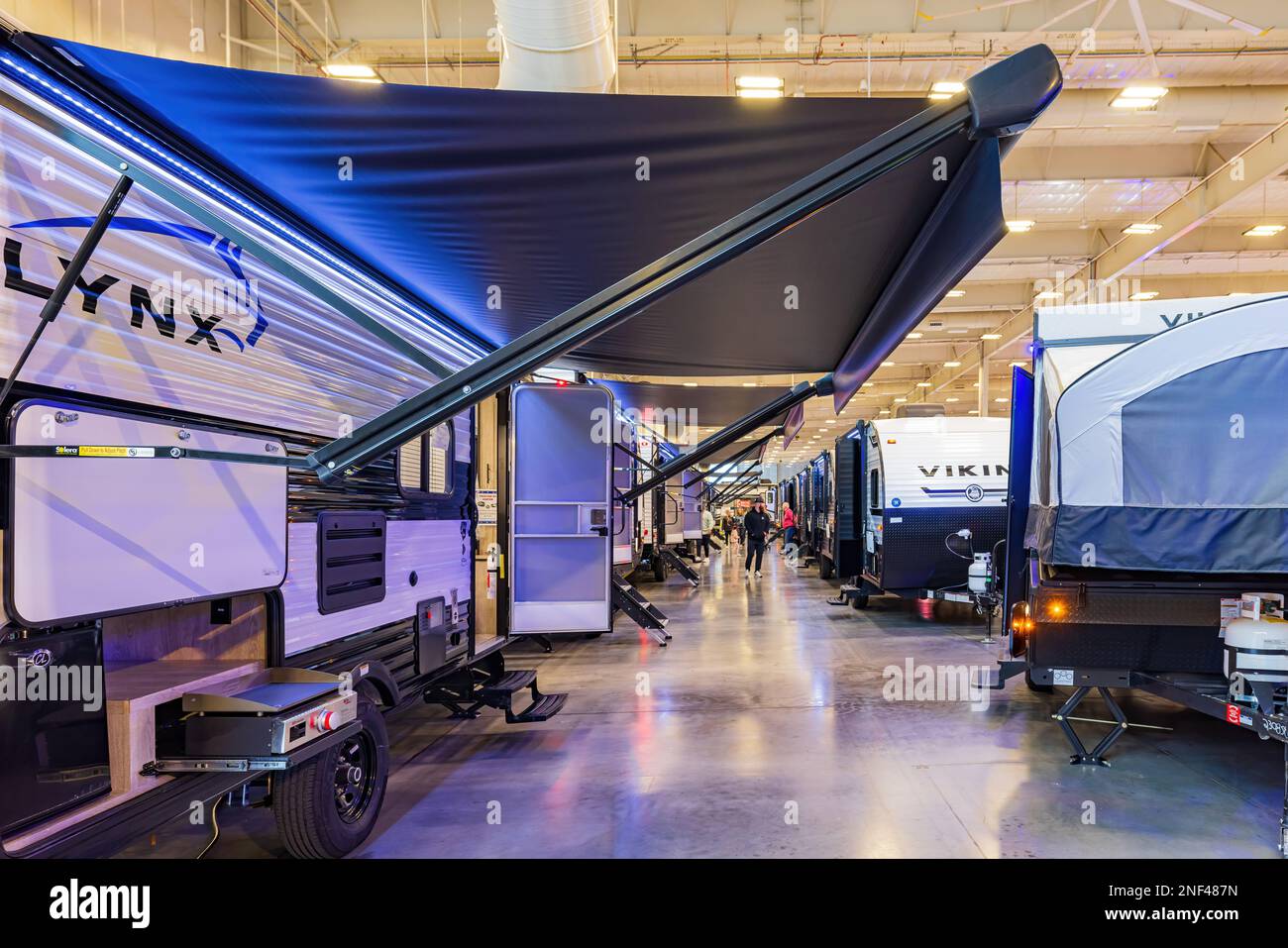 Oklahoma, JAN 15 2023 - Luxury camper display in the Boat and RV Show ...