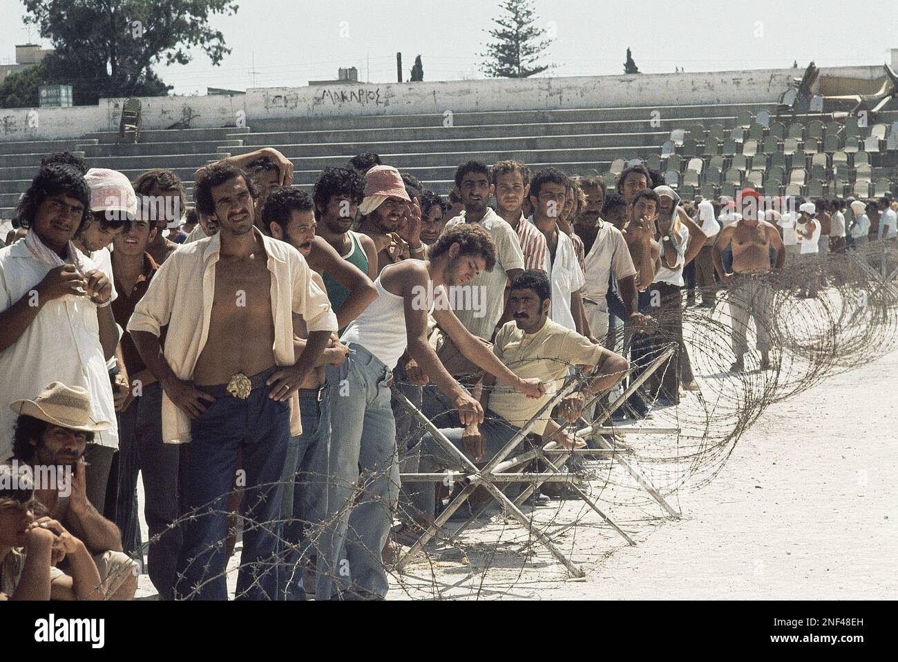 Turkish prisoners are shown in Cyprus, about 41 miles from Nicosia ...