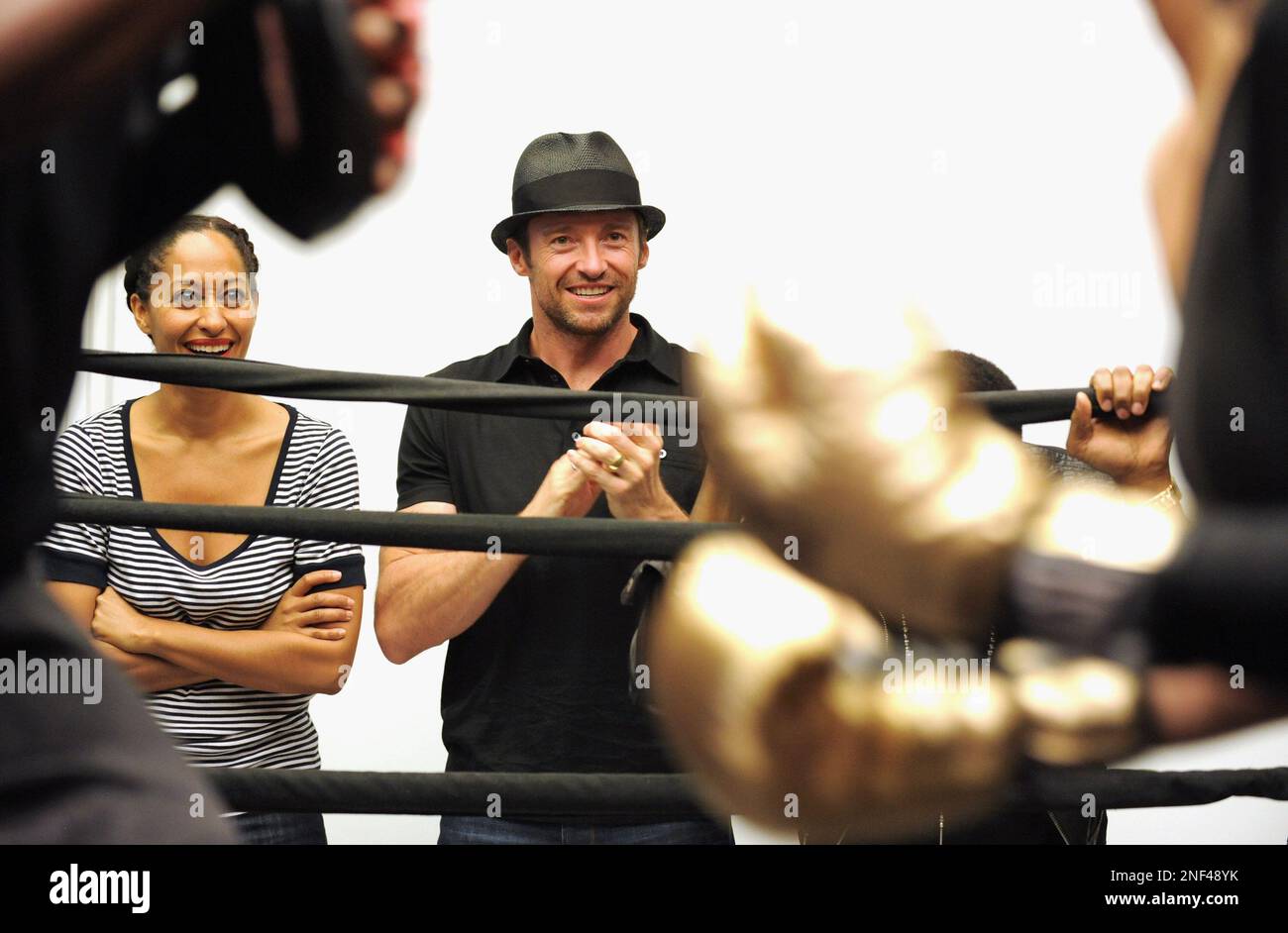 Actress Tracee Ellis Ross, left, and actor Hugh Jackman participate in ...