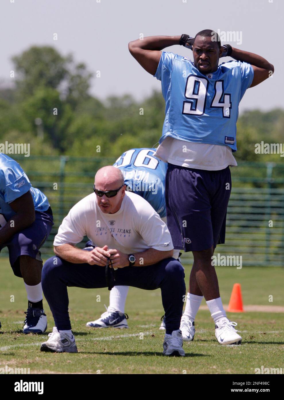 Tennessee Titans strength and conditioning coach Steve Watterson, right ...