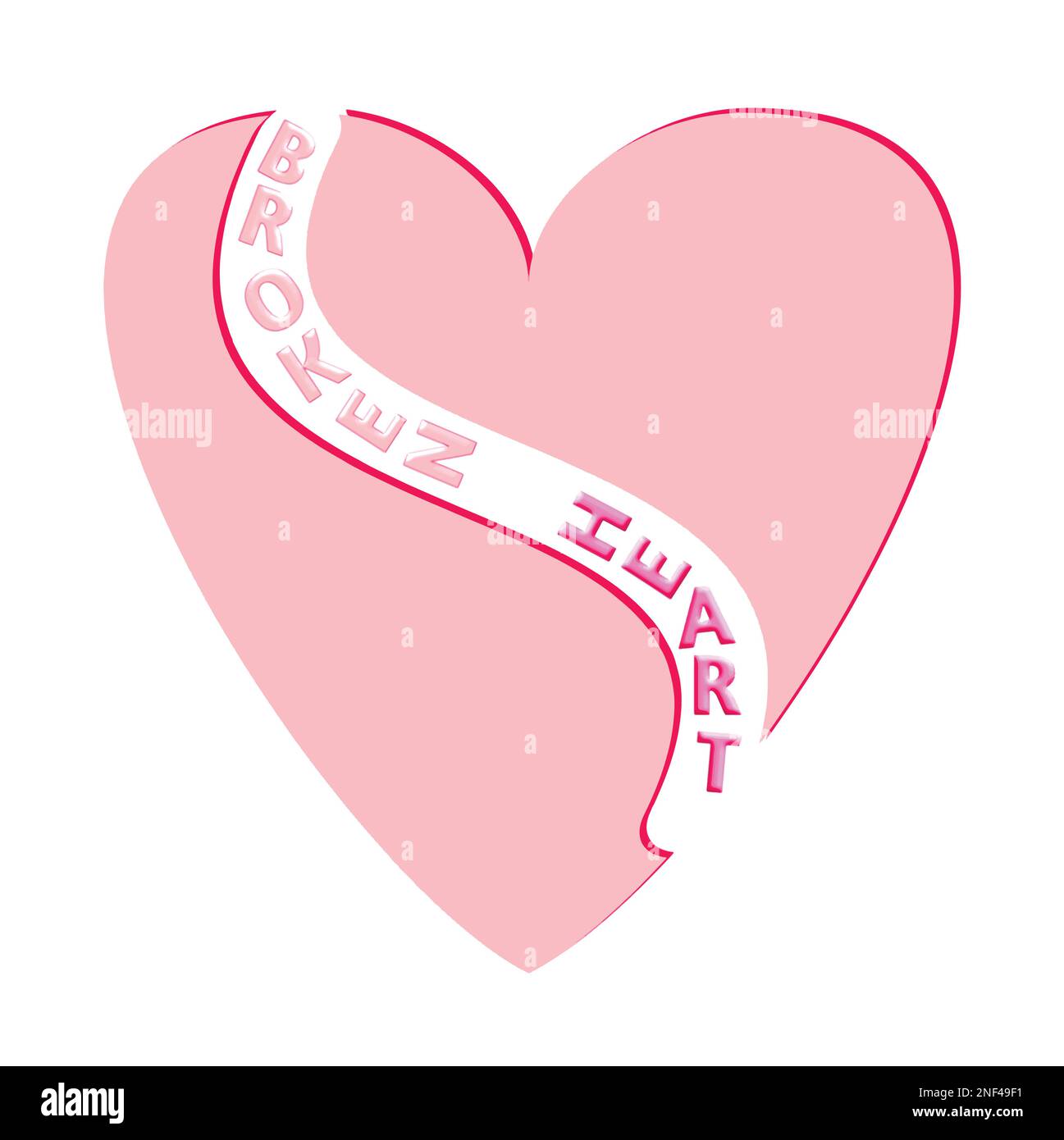 A vector illustration cream color broken heart shape with broken heart ...
