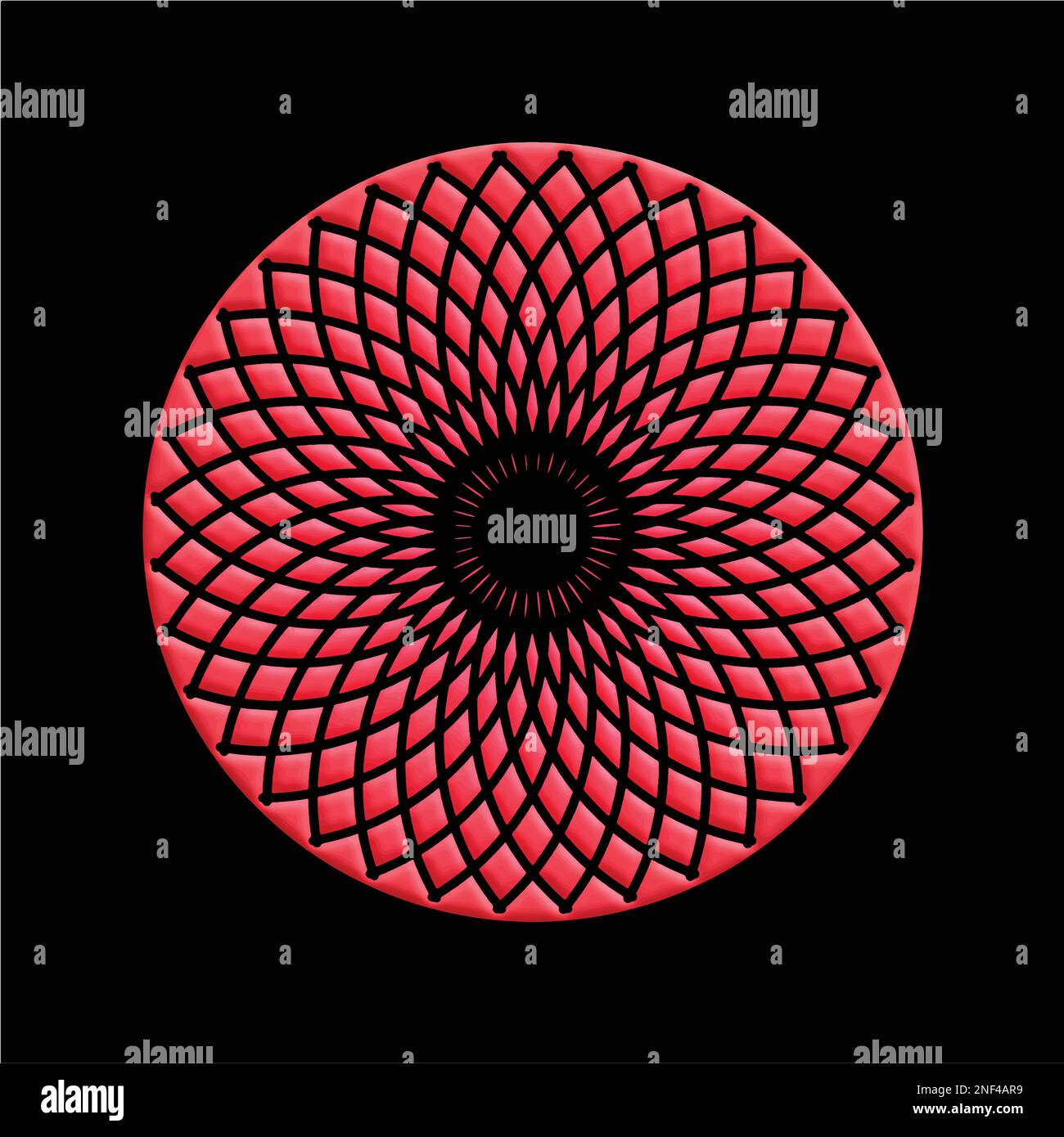 A vector illustration red mandala isolated on black background. Modern ...