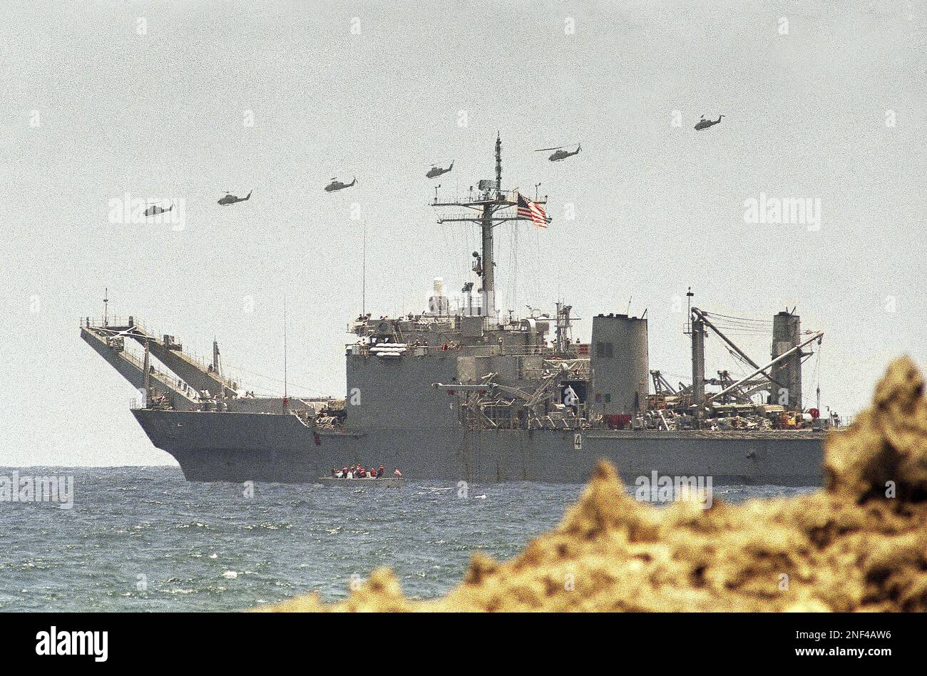 The USS Spartanburg County departs the Mogadishu coast with the last ...