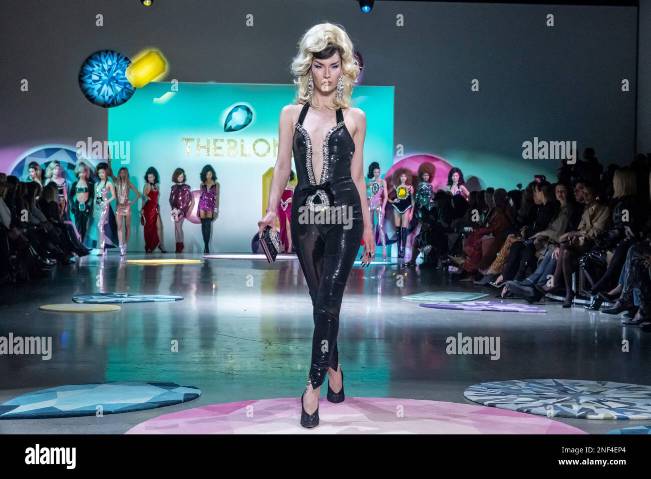 NEW YORK, NEW YORK - FEBRUARY 15: A model walks the runway at the The ...