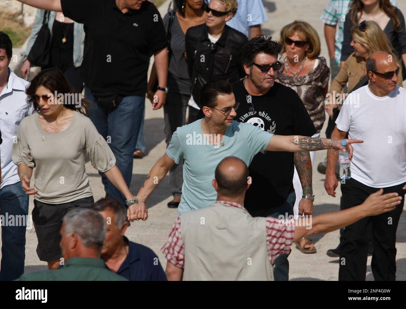 Depeche Mode member Dave Gahan and his wife Jennifer Sklias-Gahan walk ...