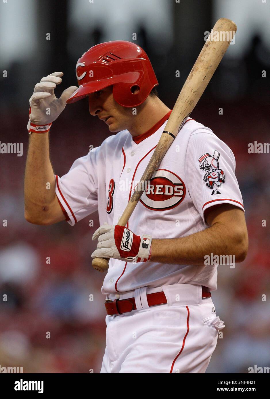 Cincinnati Reds' Adam Rosales bats in a baseball game, Wednesday, April ...
