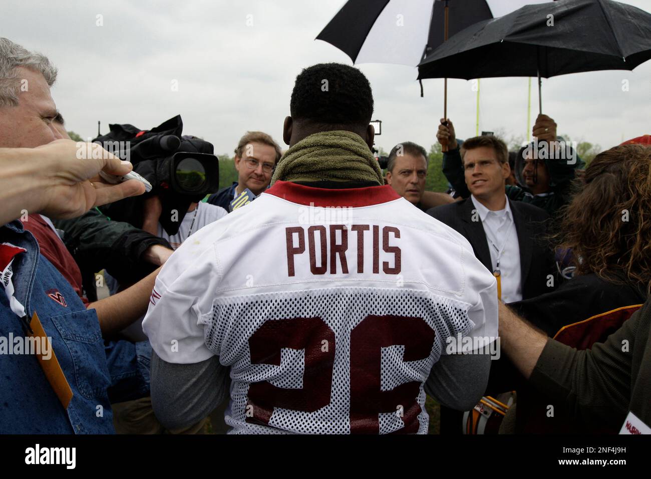 Washington Redskins' Clinton Portis he talks with the media after their ...