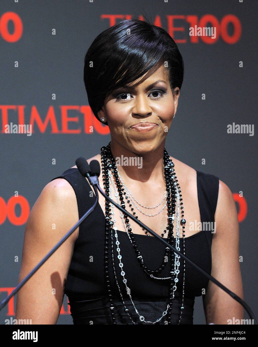 First lady Michelle Obama gives opening remarks at the Time 100 Gala, a ...