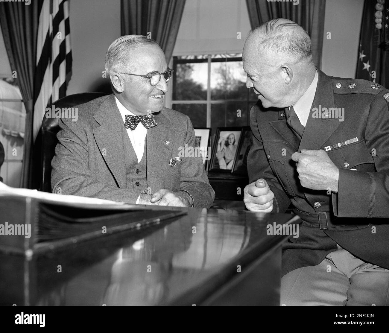 Gen. Dwight d. Eisenhower does the talking and emphasizes his words ...