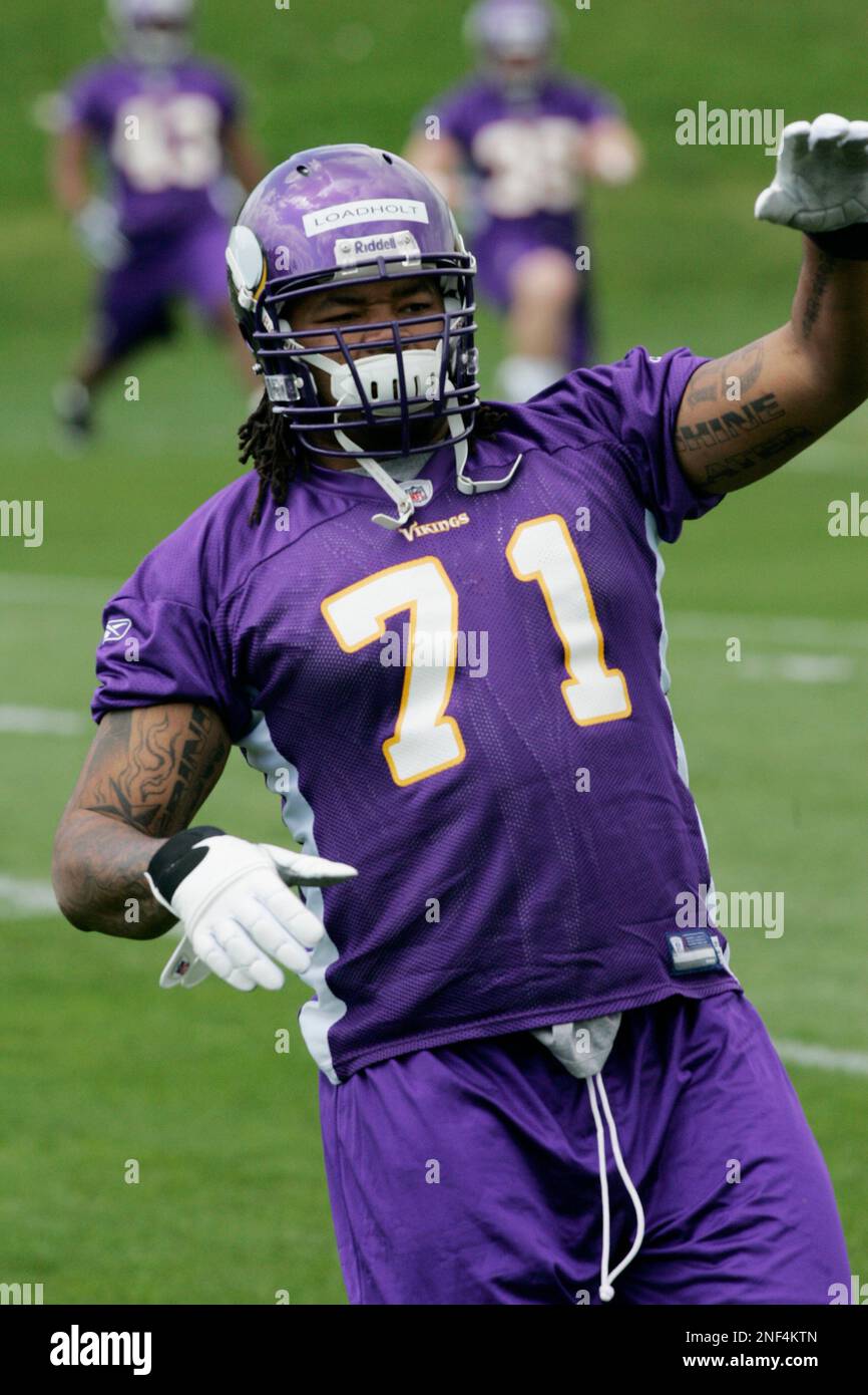 Tackle Phil Loadholt is shown at the Minnesota Vikings football rookie ...