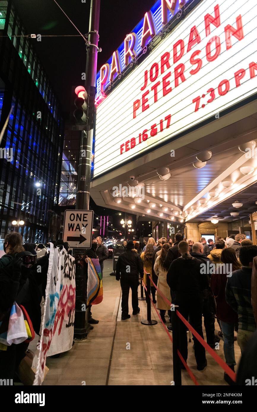 Seattle, USA. 16th Feb, 2023. Protect trans kids protestors outside the ...
