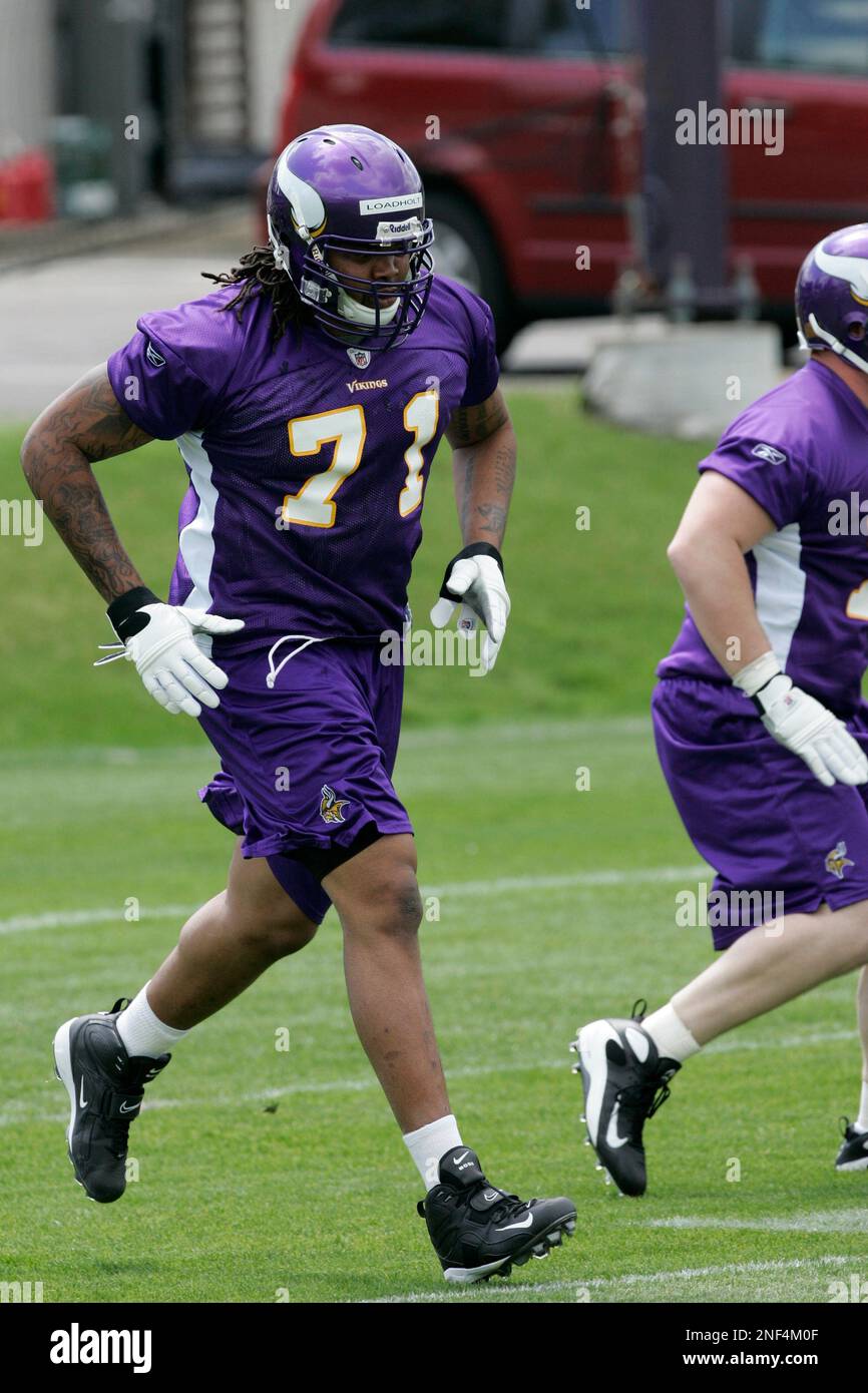 Tackle Phil Loadholt is shown at the Minnesota Vikings football rookie ...