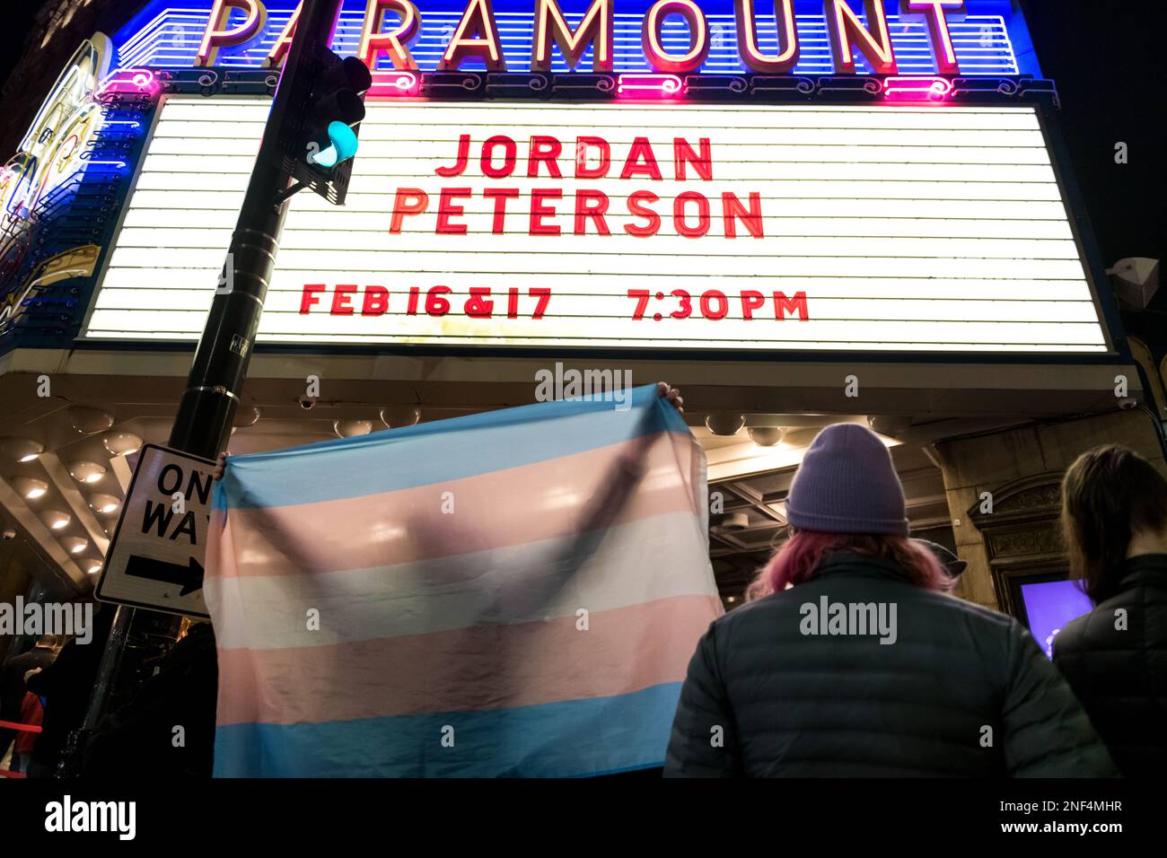 Seattle, USA. 16th Feb, 2023. Protect trans kids protestors outside the ...