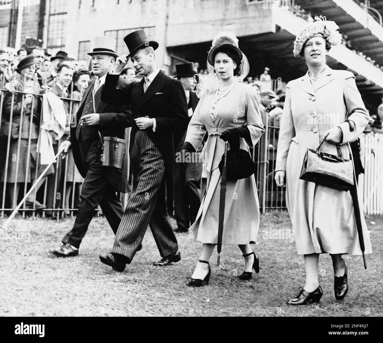 King George VI and Princess Elizabeth are accompanied by Lord Roseberry ...
