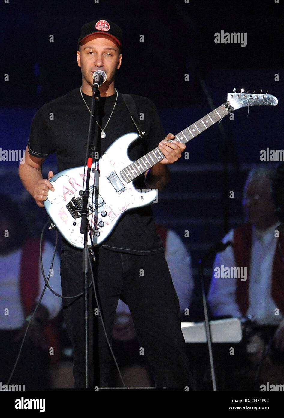 Tom Morello performs at a benefit concert celebrating Pete Seeger's ...