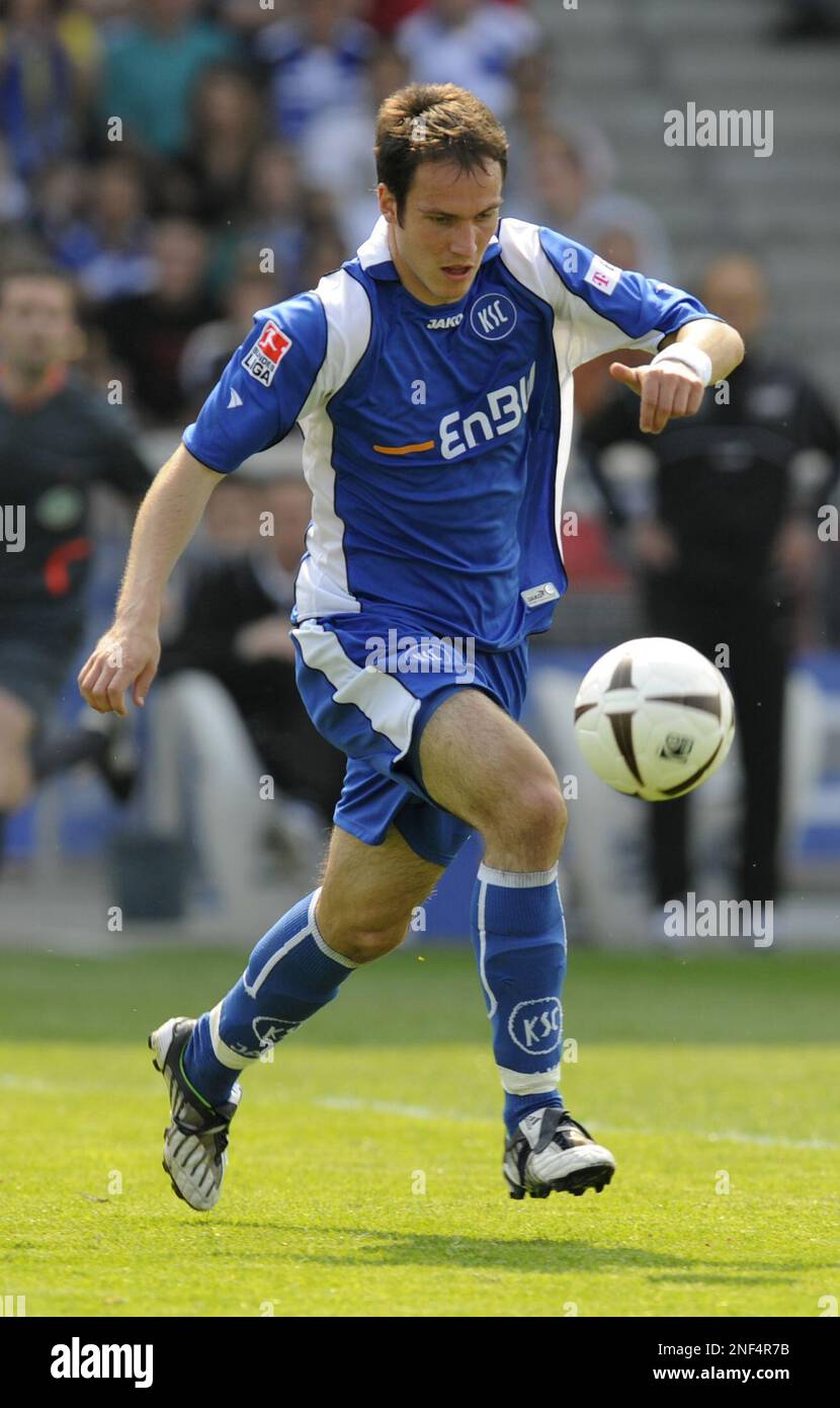 Karlsruhe's Sebastian Freis goes for the ball during the German first ...